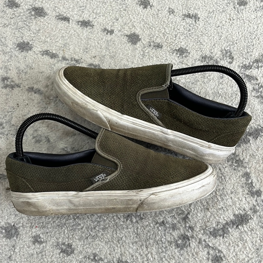 Vans Slip On Olive Green Shoes - Gem